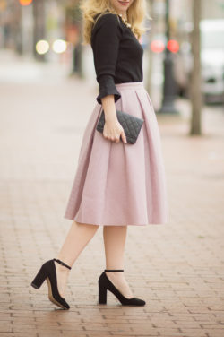 Classically Feminine in Romwe Champagne High Waist Pleated Flare Skirt ...